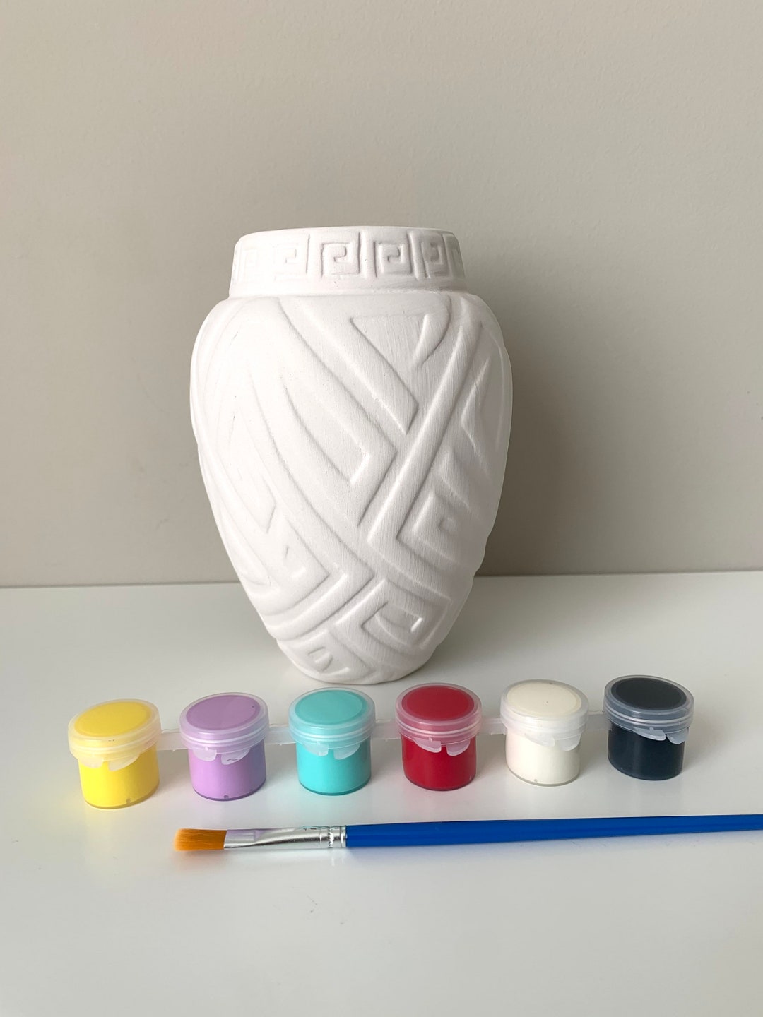At Home Pottery Painting Kit, Geometric Vase, DIY Vase Painting Kit ...