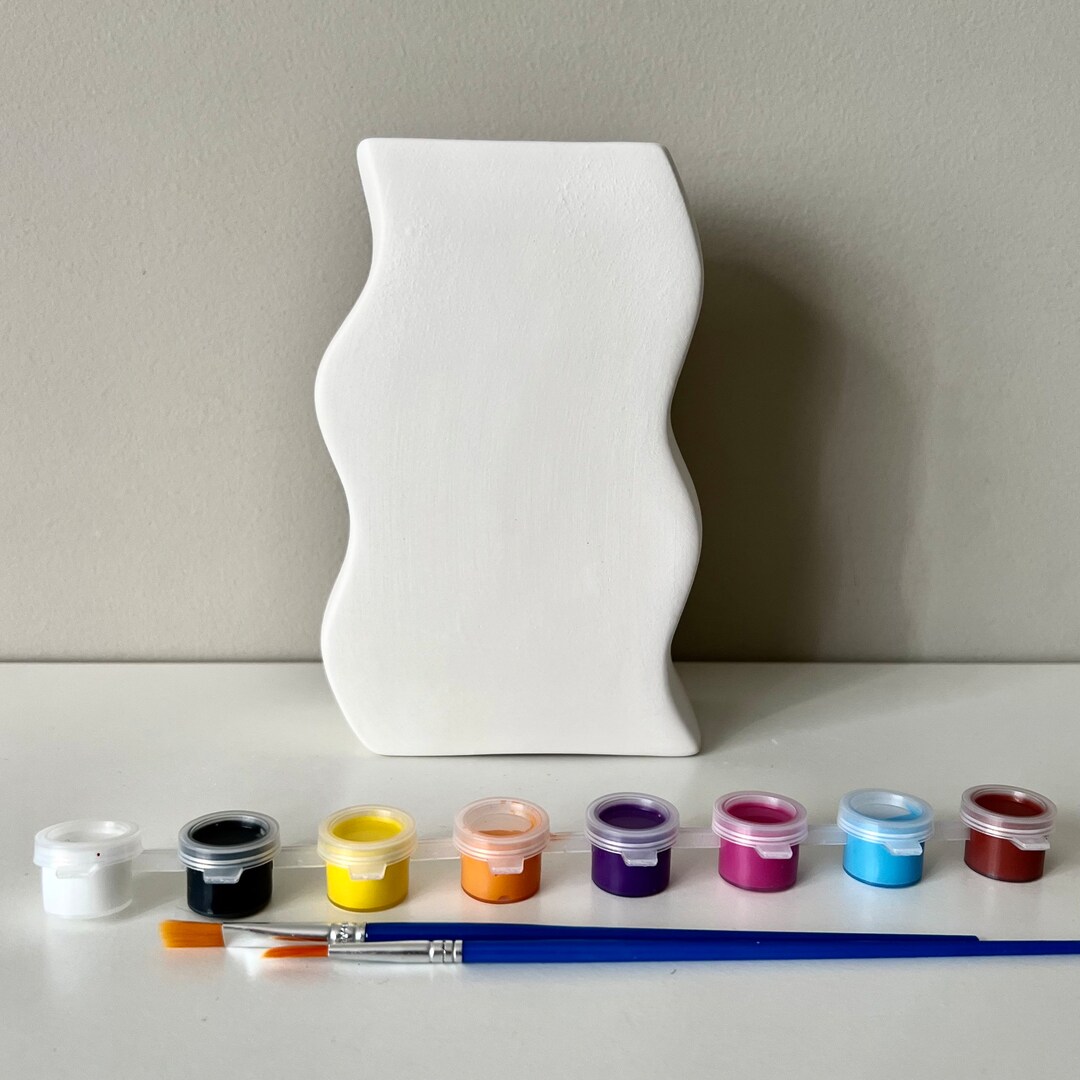 At Home Pottery Painting Kit, Contemporary Vase, Squiggle Vase, DIY ...