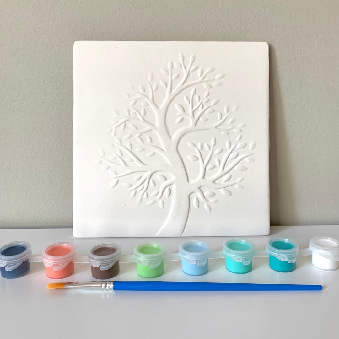 Tree of Life Tile, Pottery Painting Kit, DIY Pottery Painting Kits, Art ...