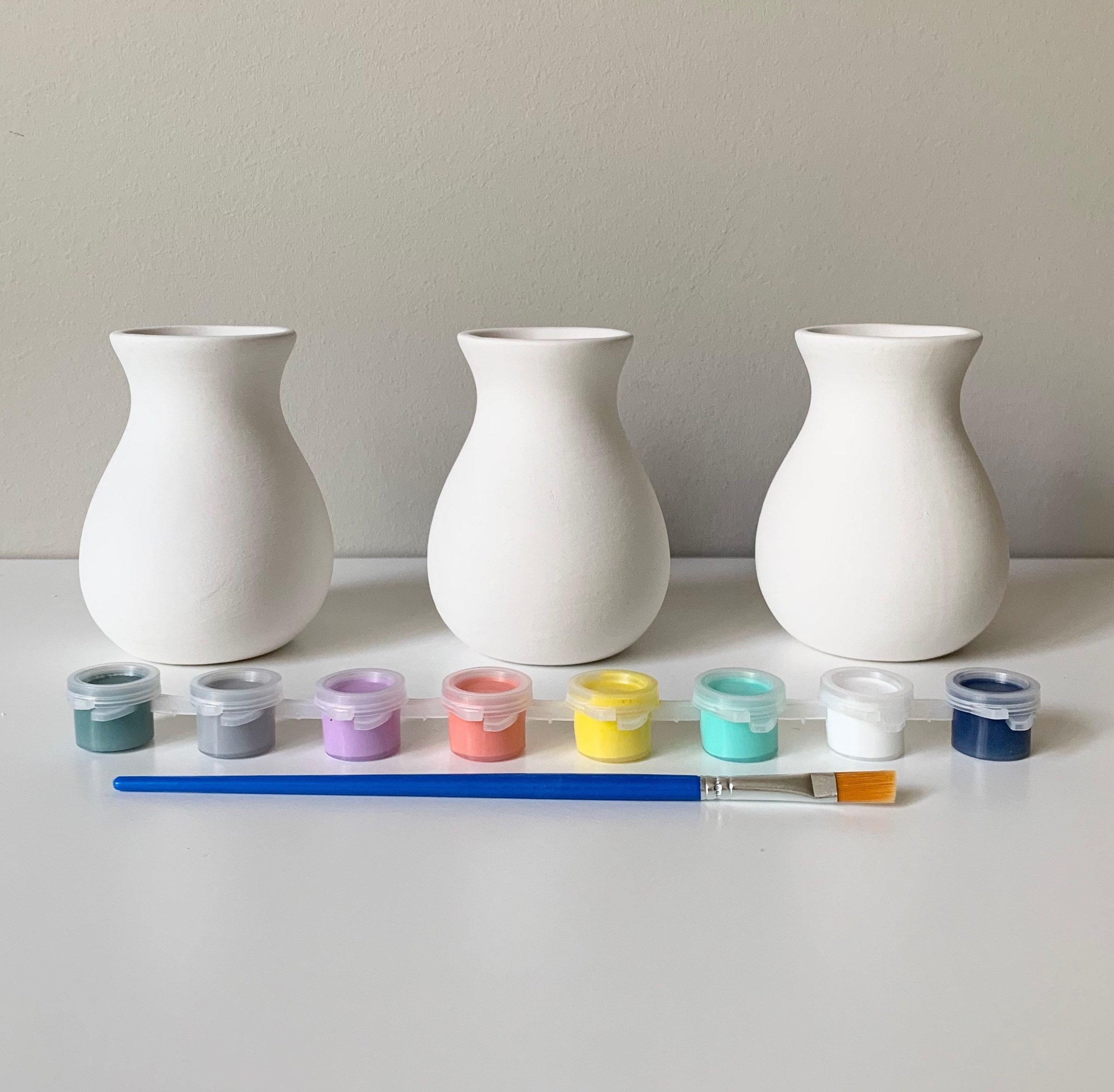 Set of 3 Little Vase Pottery Painting Kit, Teardrop Vase Paint Kit ...