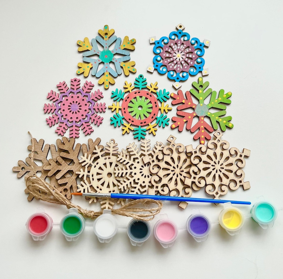 Assorted Ornament Painting Kit, Snowflake Ornaments, Wooden Ornaments ...