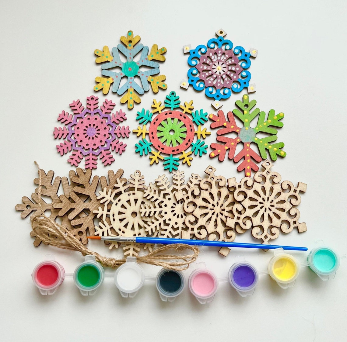 Assorted Ornament Painting Kit Snowflake Ornaments Wooden - Etsy