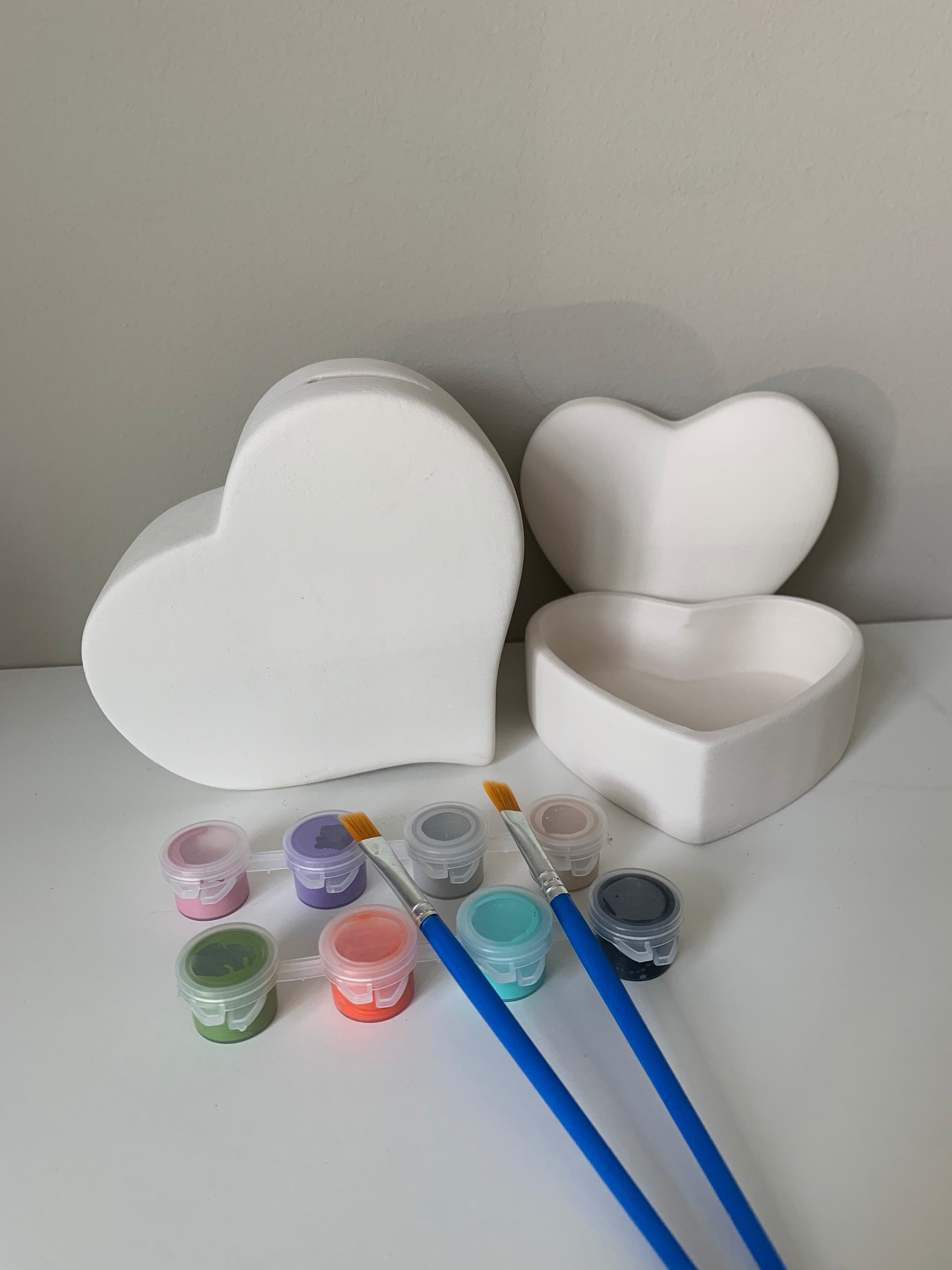 Heart Pottery Painting Kit DIY Heart Piggy Bank Heart | Etsy