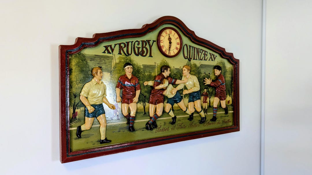 “rugby XV” Bas-relief Signed Country Corner – Integrated Clock – Large ...