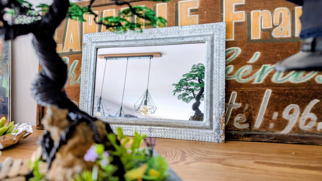 Small Antique Mirror With Rectangular Embossed Metal Frame 35 X 25 Cm ...