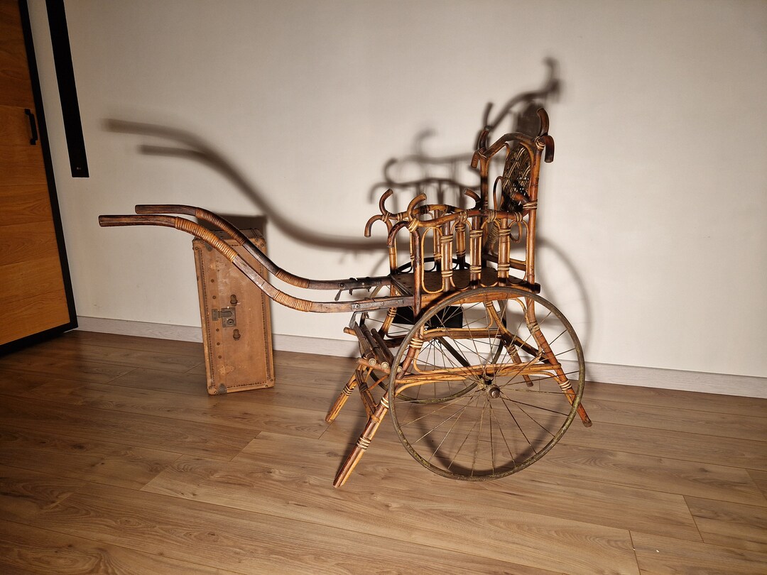 Drag Chair Curved Wood and Wicker Nineteenth - Etsy