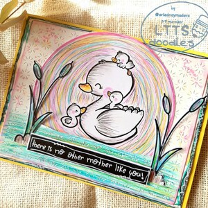 PNG Swan and Babies Digi Stamp, Mother's Day Coloring Page, Spring Kids ...
