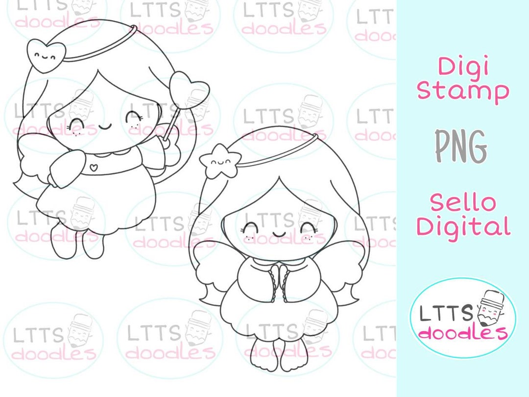 PNG Angel Digi Stamp, Christmas Stamp, Valentines Digi Stamp, Kids ...