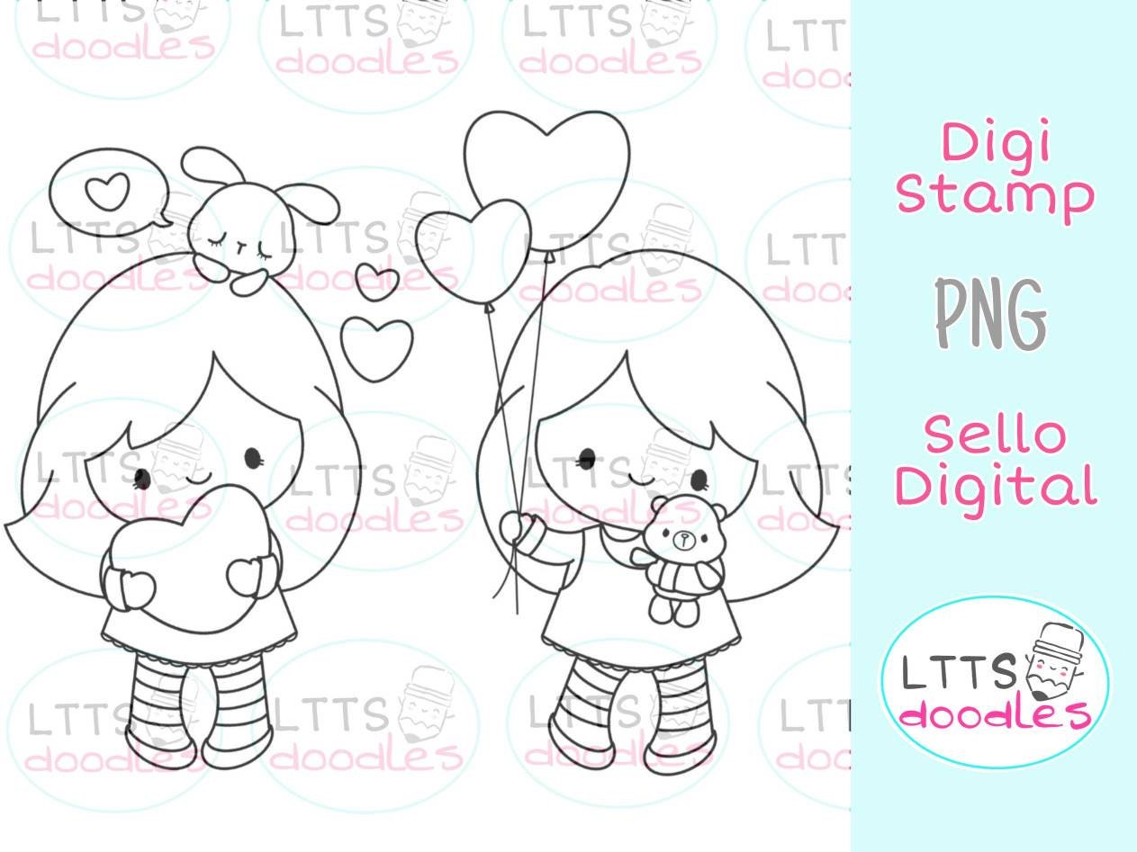 PNG Sweet Love Digi Stamp, Valentines Digi Stamp, Kids Crafts, PNG ...