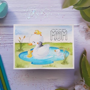 PNG Swan and Babies Digi Stamp, Mother's Day Coloring Page, Spring Kids ...