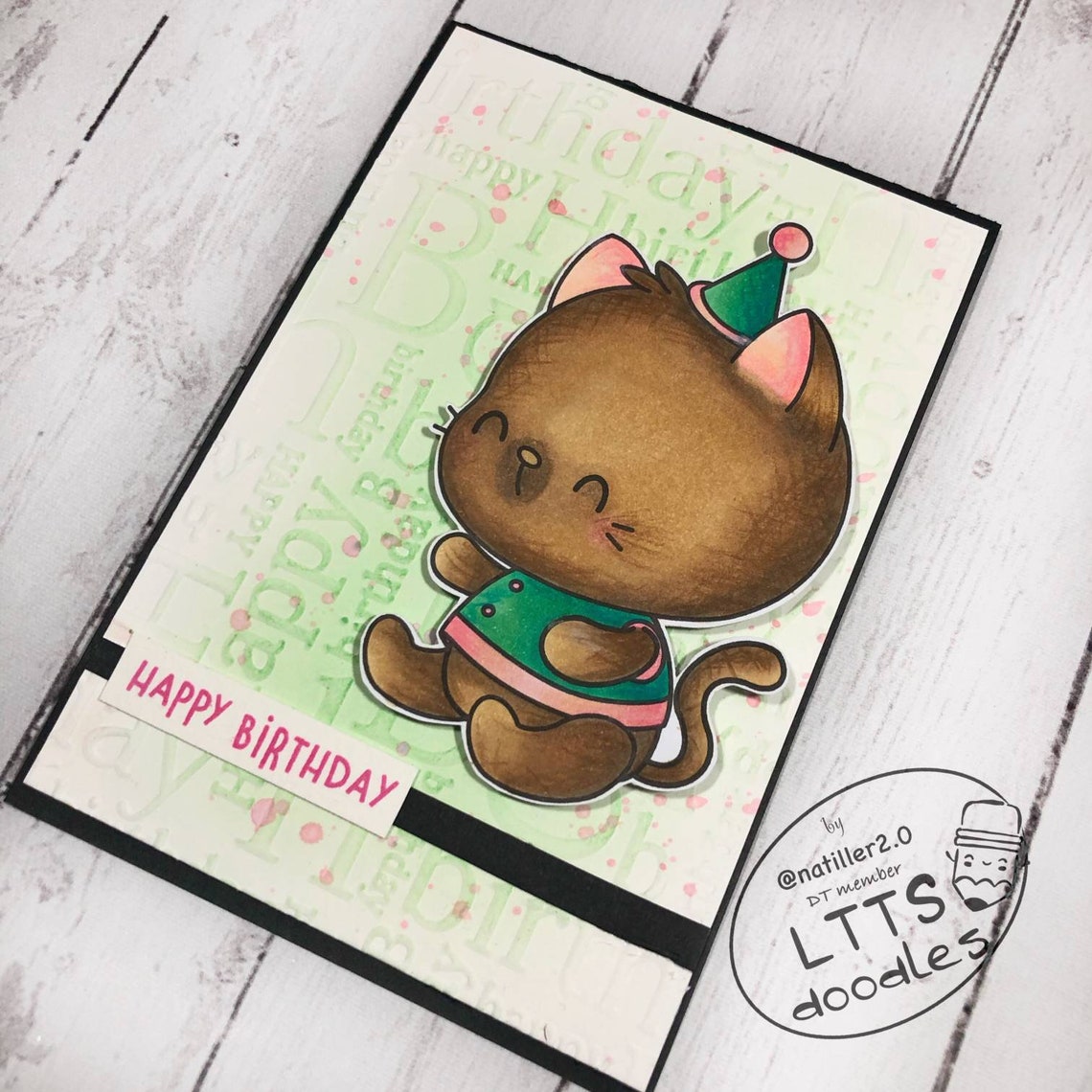 PNG Birthday Cat Digi Stamp-birthday Card Stamp-png Instant Download ...