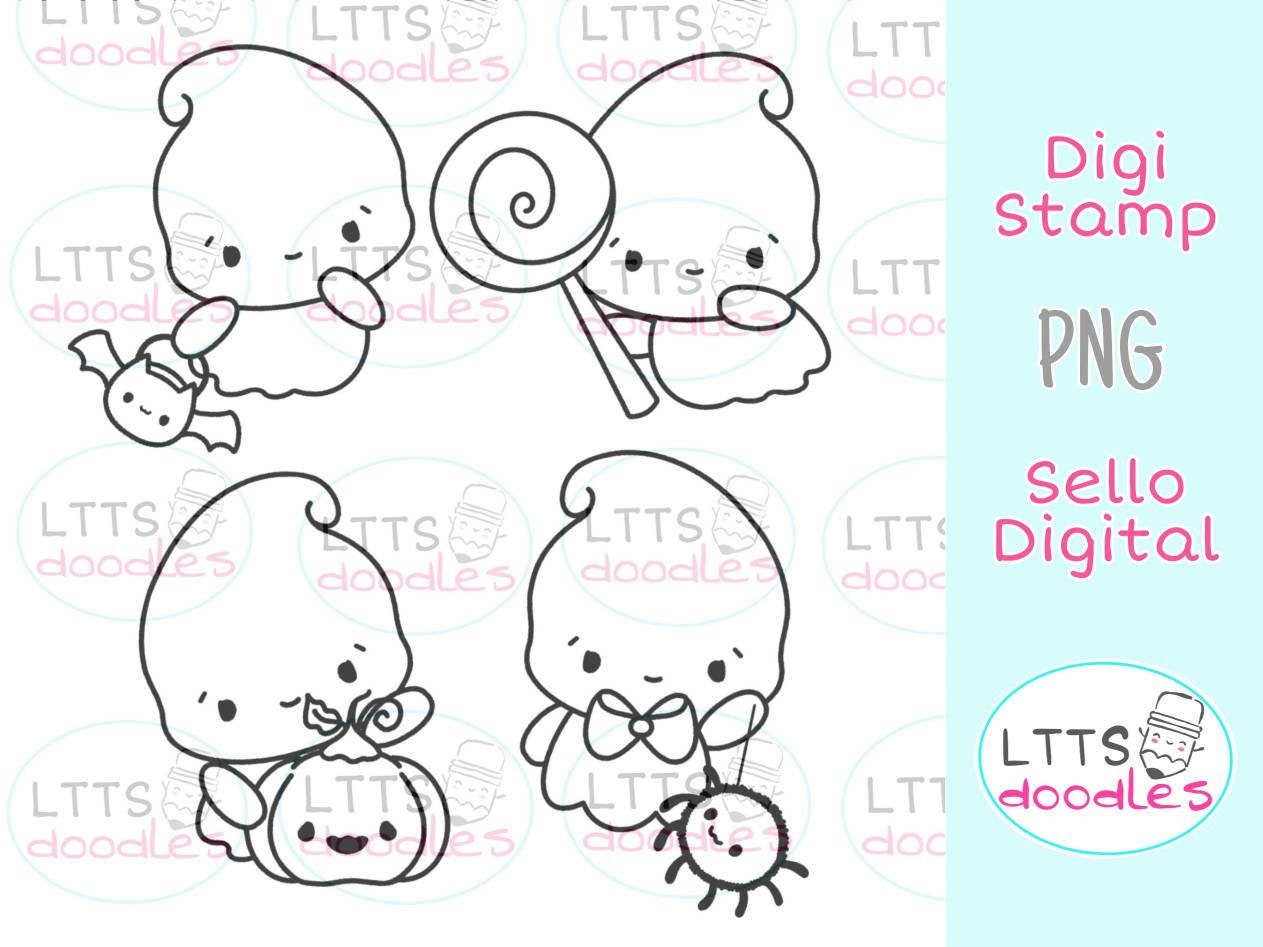 PNG Sweet Ghosts Digi Stamp Halloween Digi Stamp Cute | Etsy