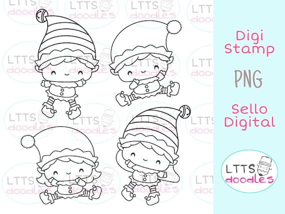 PNG Little Elves Digi Stamp Santa's Helpers Kids Crafts | Etsy