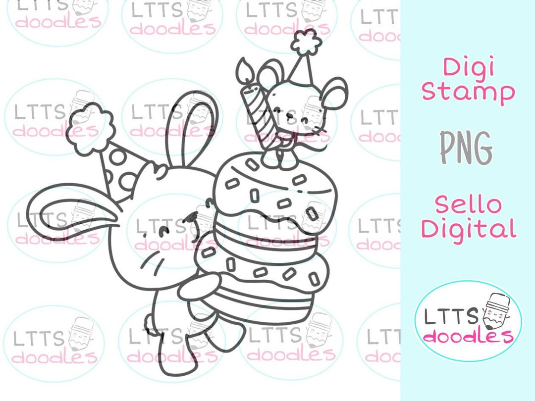PNG Birthday Bunny Digi Stamps, PNG, Bunny, Instant Download Image ...