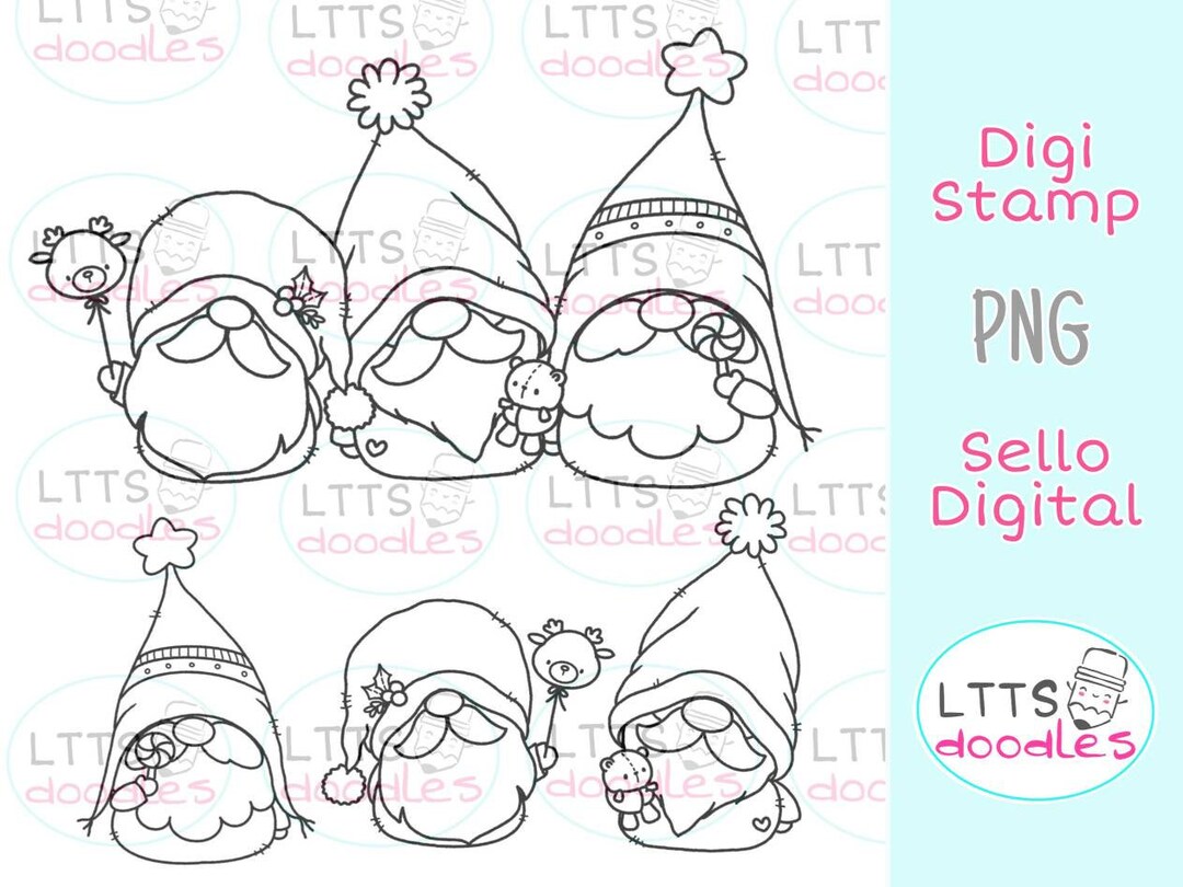 PNG Xmas Gnomes Digi Stamp, Christmas Coloring Page, Kids Crafts, Jpg ...