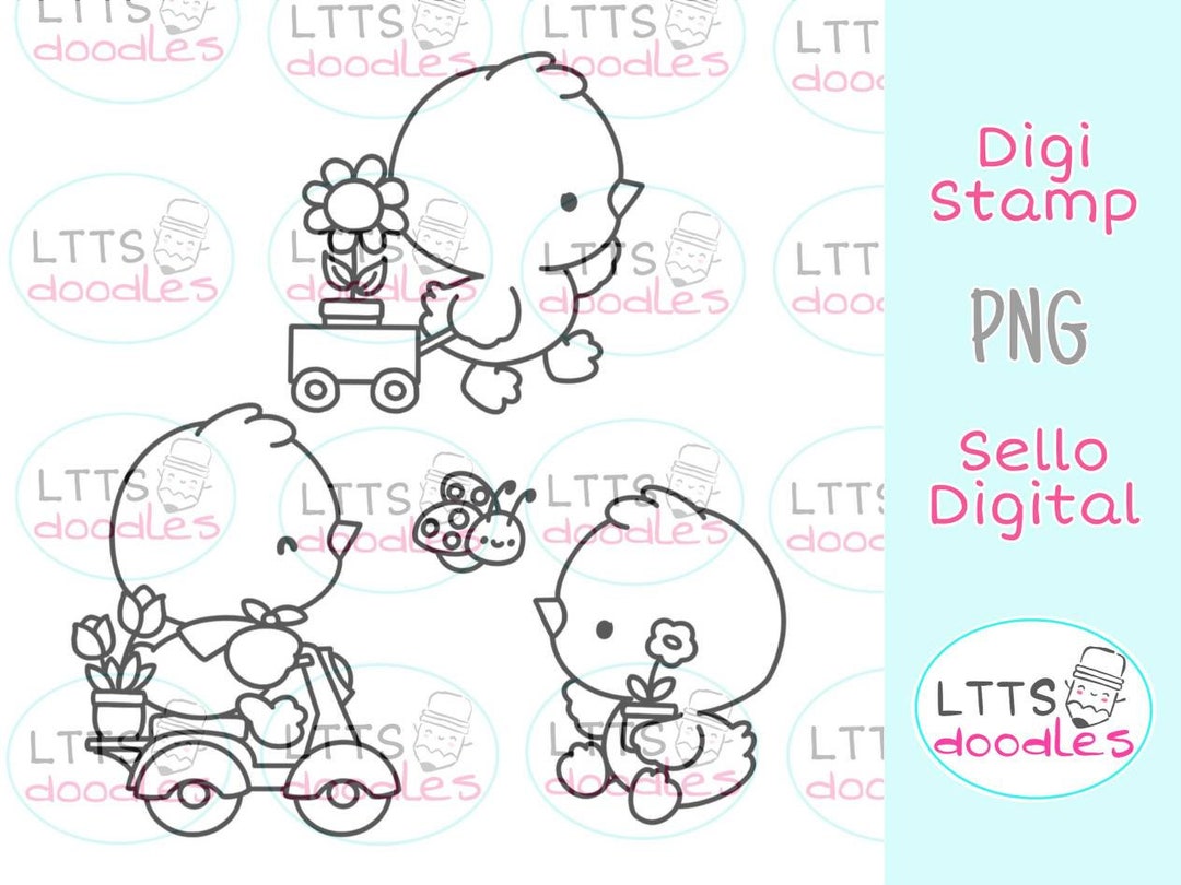 PNG Fluffy Chicken Digi Stamps, PNG Instant Download Image, Spring Digi ...