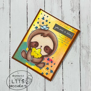 PNG Sloth Star Digi Stamp, Coloring Page, Kids Crafts, PNG Instant ...