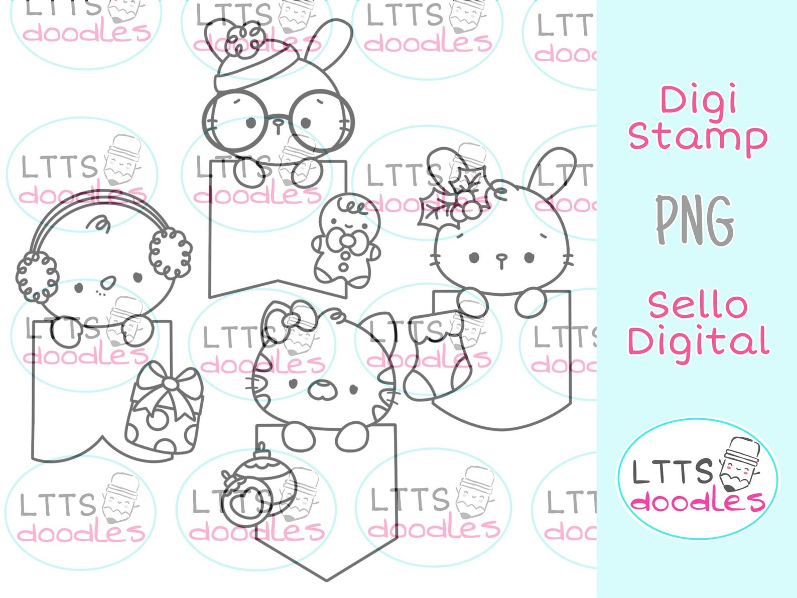 PNG Christmas Gift Tags Digi Stamps, PNG Instant Download Image ...