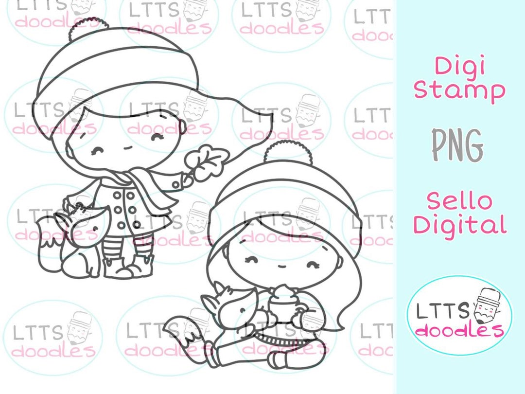 PNG Fall Girl digi stamps, PNG imagen de descarga instantánea, Fall ...