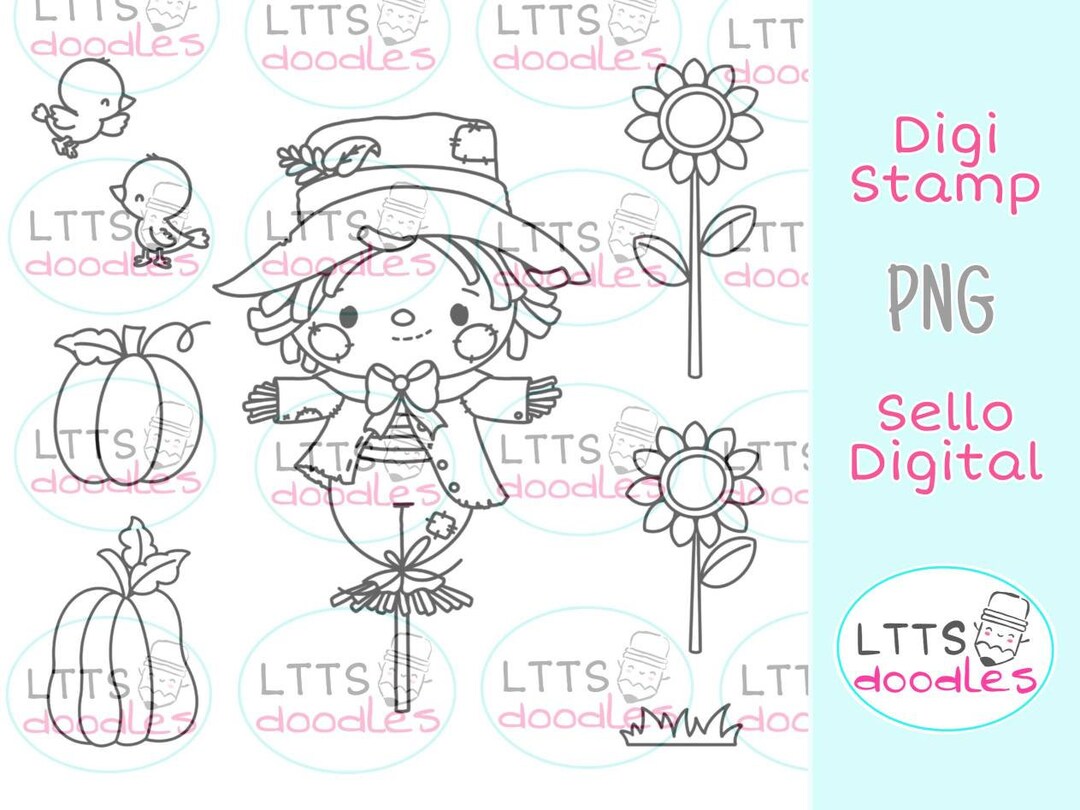 PNG Little Scarecrow Digi Stamps, PNG Instant Download Image, Halloween ...