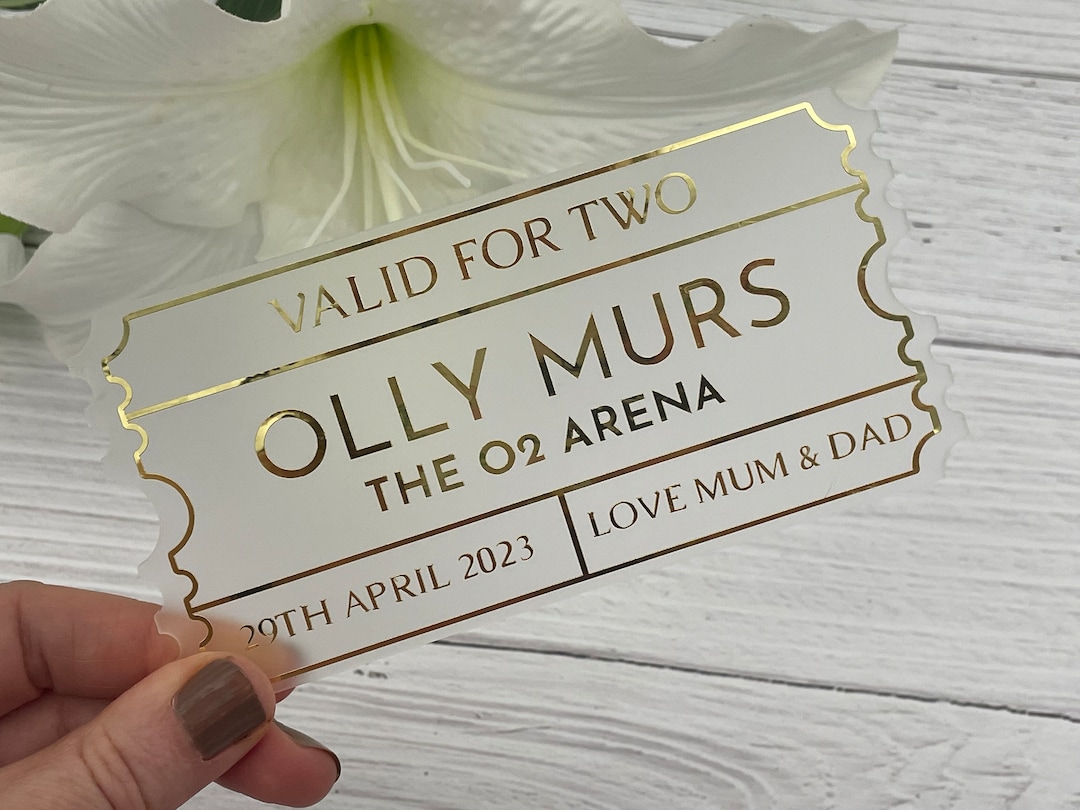 Personalised Frosted Acrylic TICKETS for Birthdays, Anniversaries ...