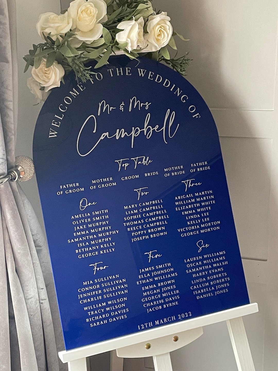 A1 Personalised Acrylic Arched Wedding Table Plan Event Signage ...