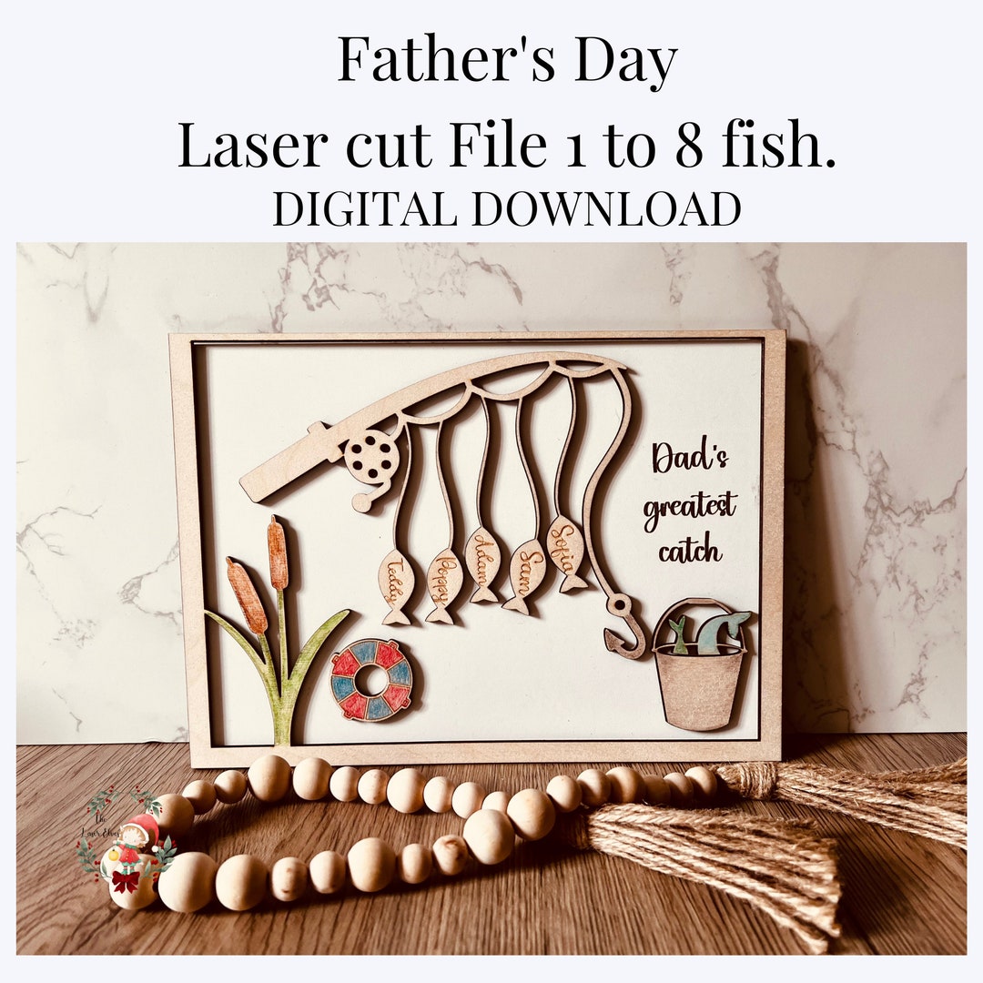 Dad's Greatest Catch, Fathers Day SVG, Glowforge Cut File, Grandpa's ...