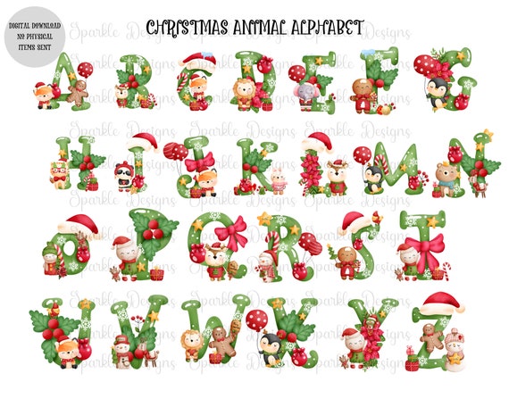 Materials Christmas Sublimation Alphabet PNG Christmas Alphabet Paper ...