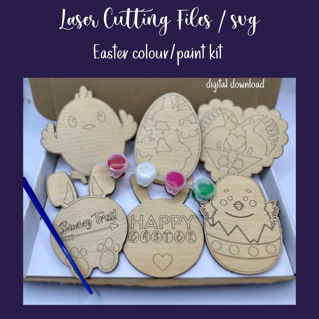 Easter Colour Me Kit, Easter Diy Paint Kit,glowforge Cut File,easter ...