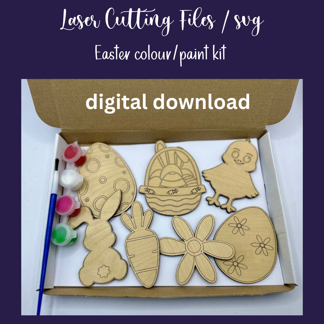 Easter Craft Kit,easter Paint Color Kit,glowforge Cut File,easter Laser ...