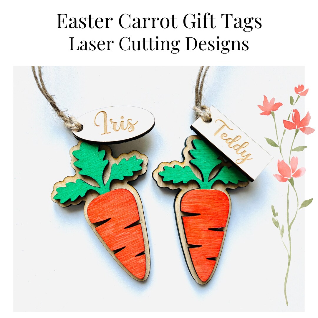 Carrot Easter Basket Tag SVG, Personalized Easter Gift Tag, Glowforge ...