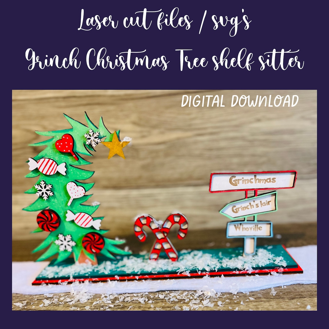 Grinch SVG, Grinch Shelf Sitter, Glowforge Cut File, Laser Cut SVG ...