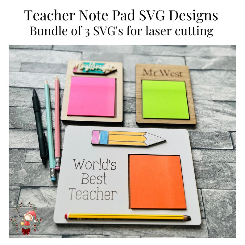Teacher Gift Svg Glowforge Svg Post-it Note Holder SVG - Etsy