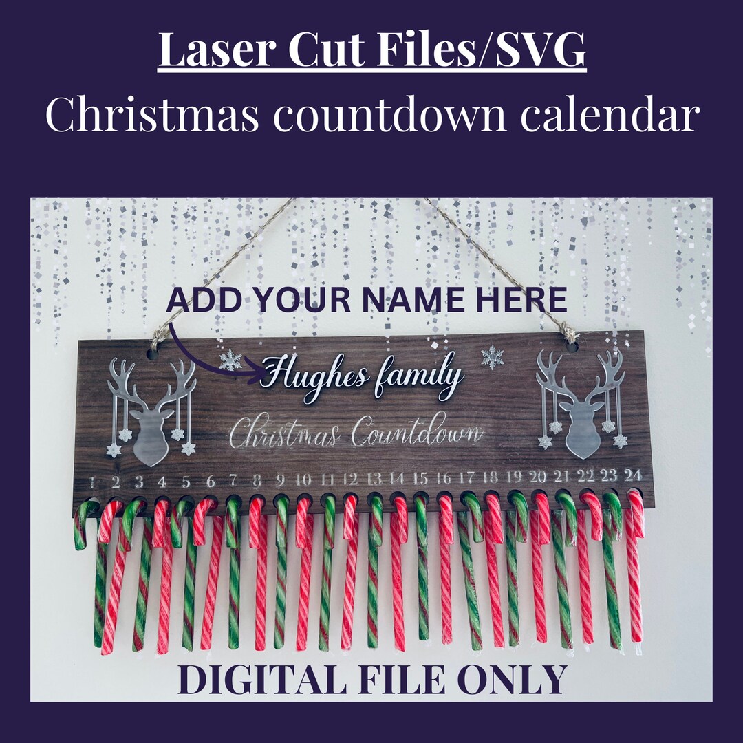 Christmas Countdown Calendar Svg,laser SVG File, Candy Cane Calendar ...