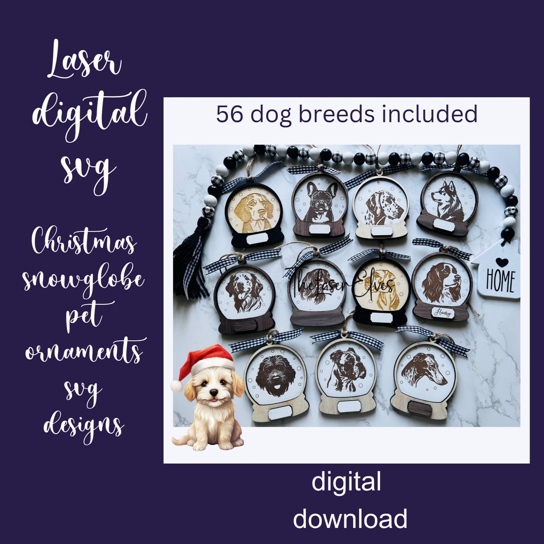 Christmas Laser,dog Ornament Laser SVG, Glowforge Cut File,christmas ...