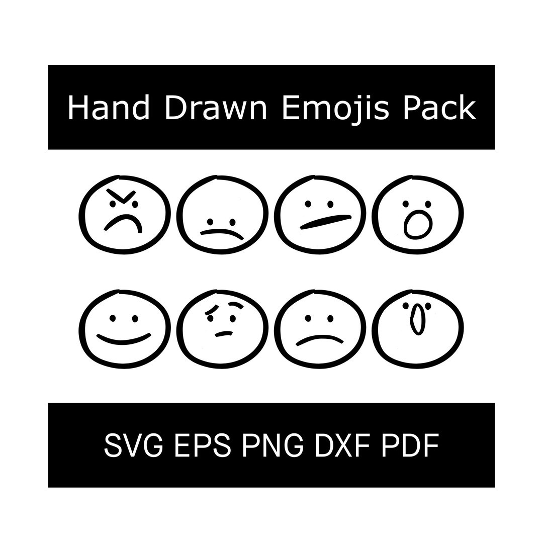 10 Hand Drawn Transparent Emoji Pack - Etsy