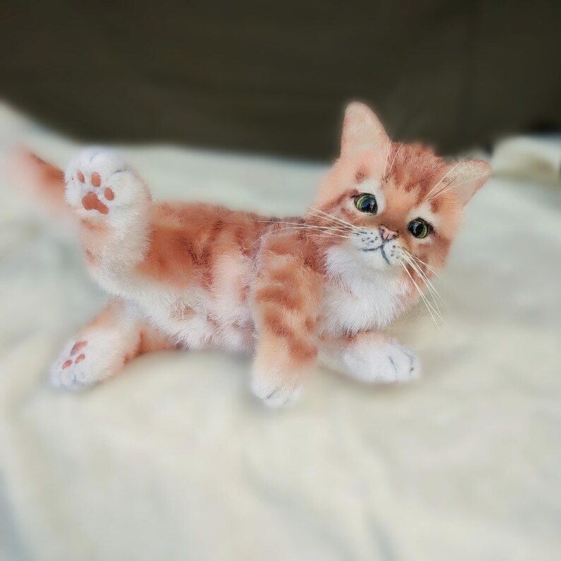 Realistic Plush Ginger Kitten, Cat Art Doll, Soft Sculpture Pet ...