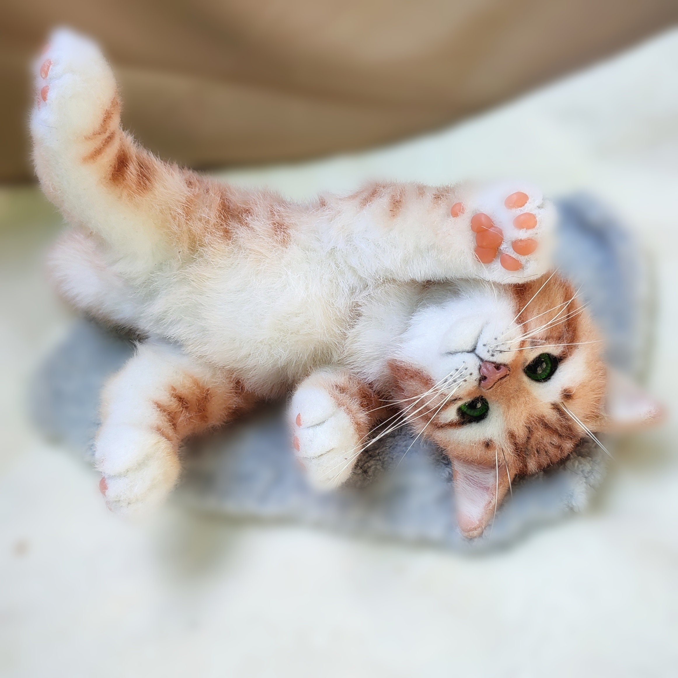 Realistic Plush Ginger Kitten, Cat Art Doll, Soft Sculpture Pet ...