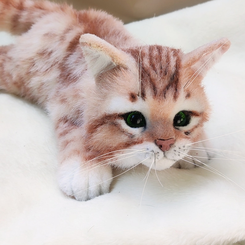 Realistic Plush Ginger Kitten, Cat Art Doll, Soft Sculpture Pet ...