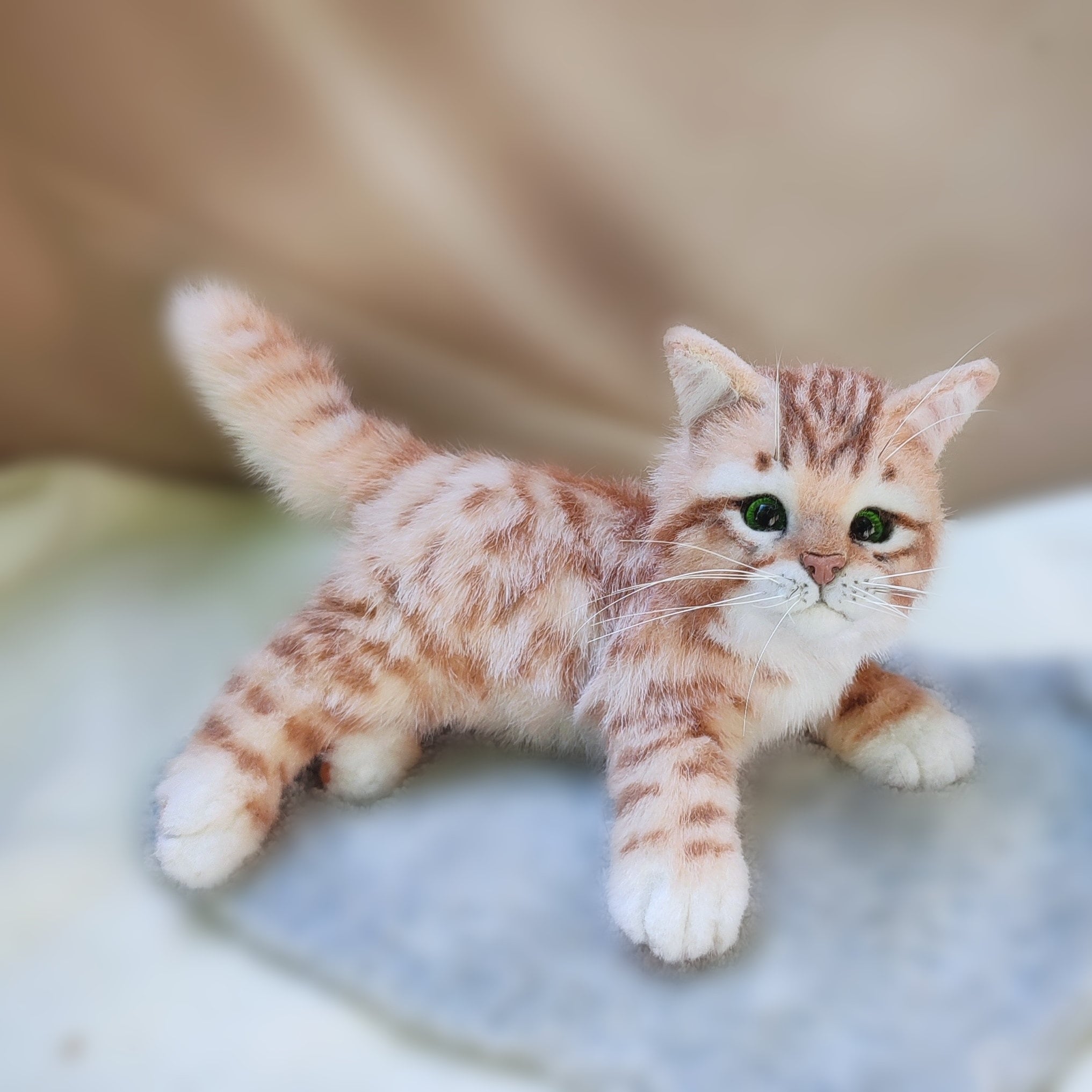 Realistic Plush Ginger Kitten, Cat Art Doll, Soft Sculpture Pet ...
