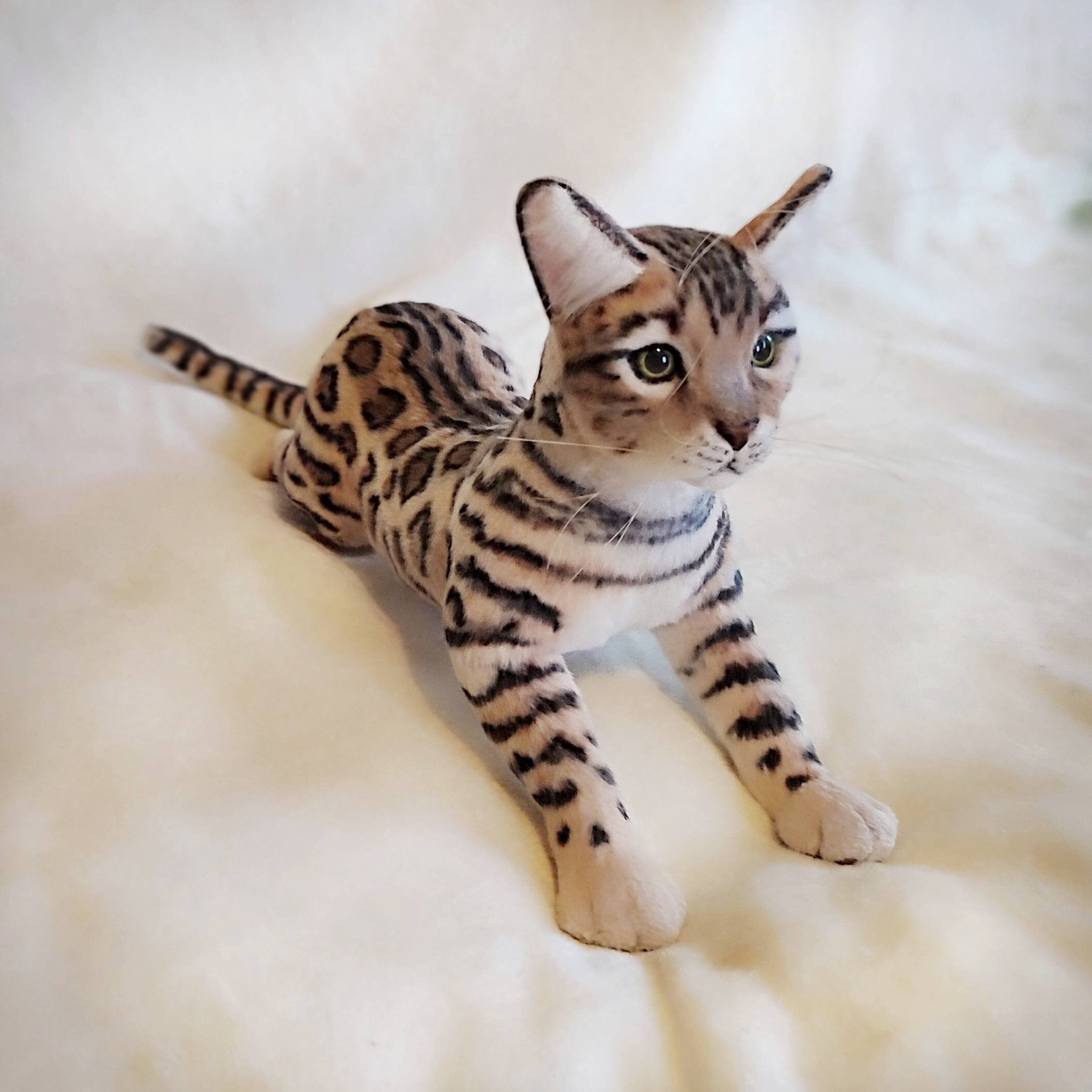Realistic Bengal Kitten, Naturalistic Cat Figurine, Plush Toy, Stuffed ...