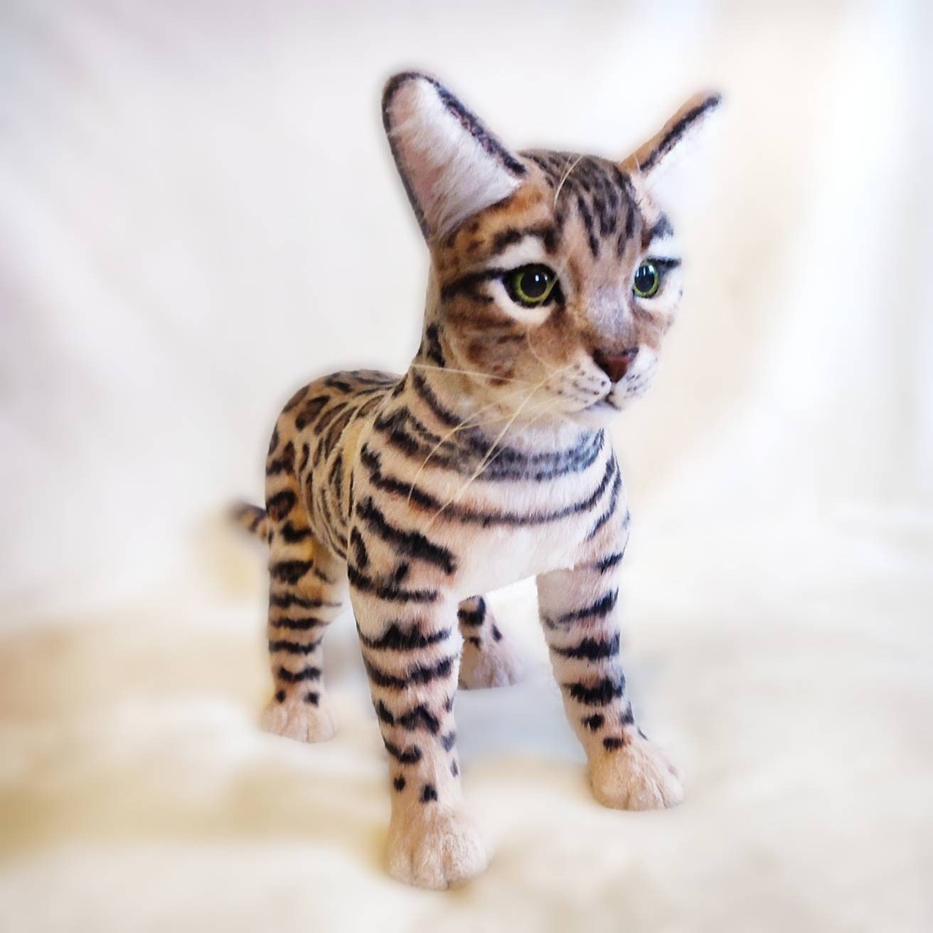 Realistic Bengal Kitten, Naturalistic Cat Figurine, Plush Toy, Stuffed ...