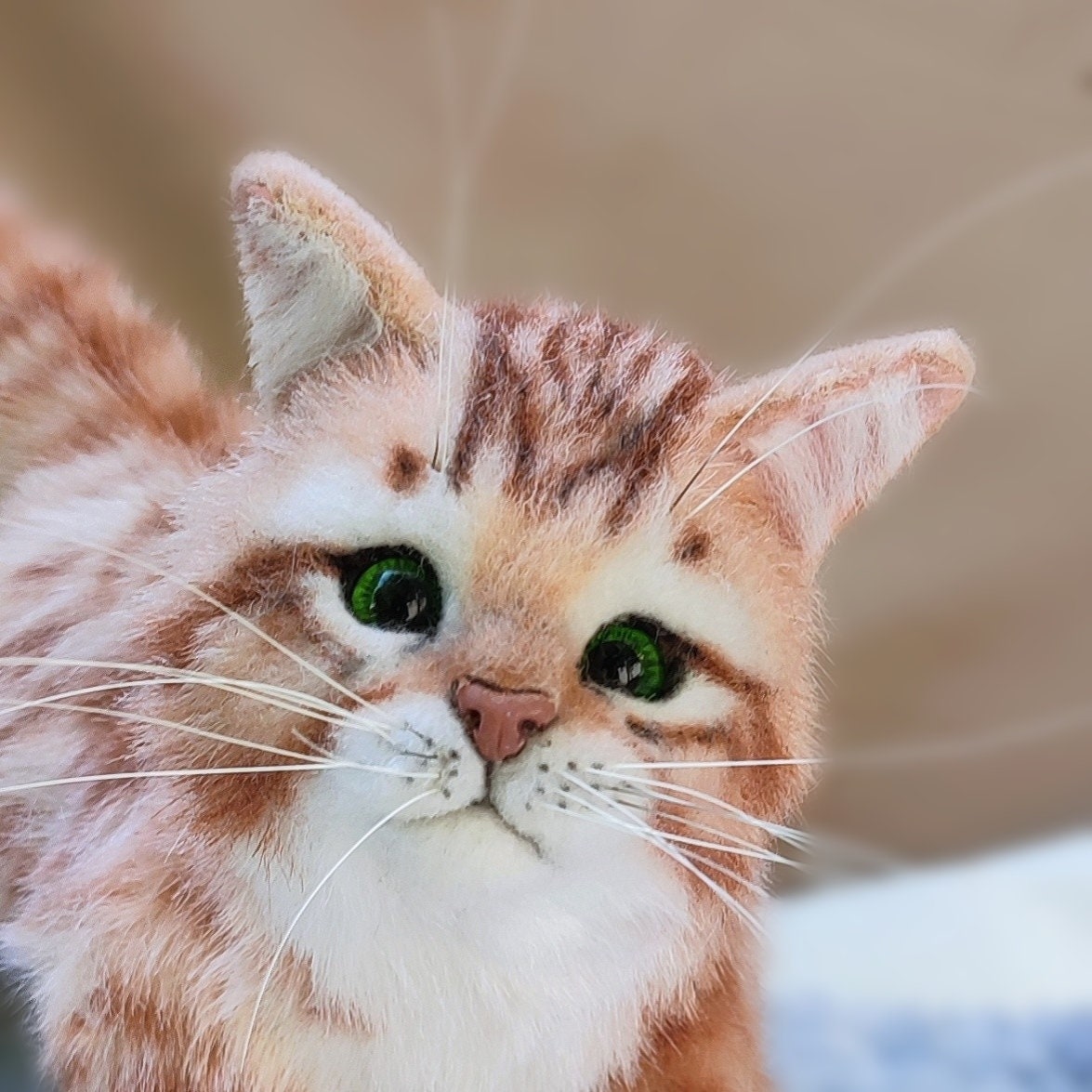 Realistic Plush Ginger Kitten, Cat Art Doll, Soft Sculpture Pet ...