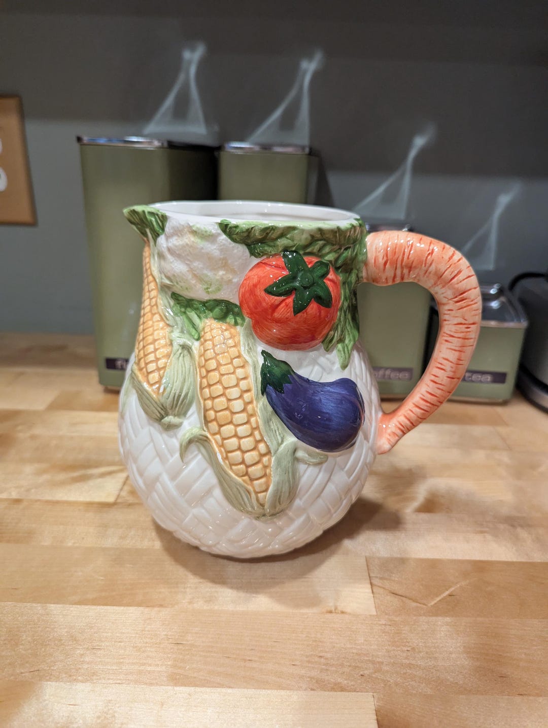 Beautiful Vintage Handmade Vegetable Garden Pitcher With Carrot Handle ...