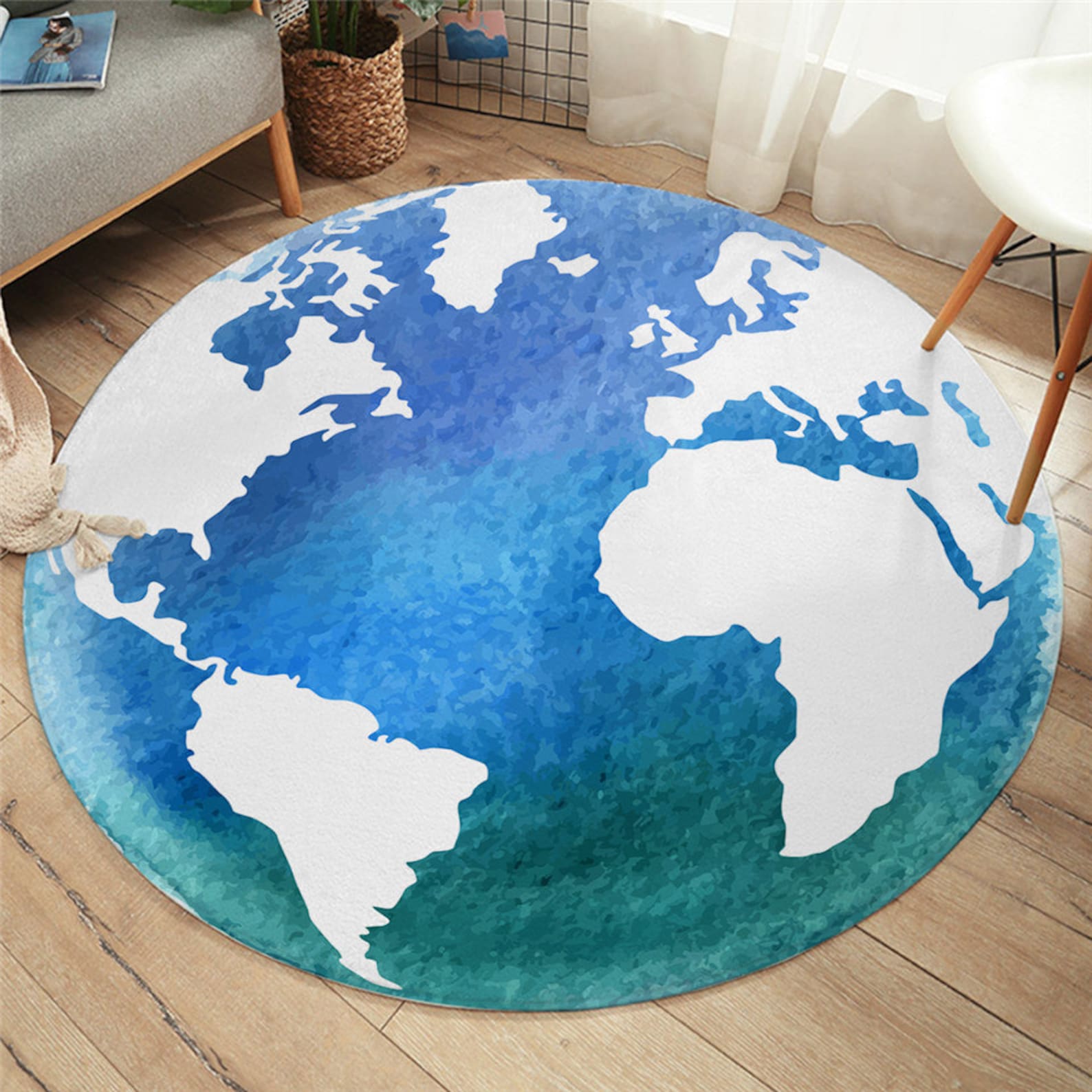 World Map Carpet World Map Rug Map Globe Earth Round - Etsy Singapore