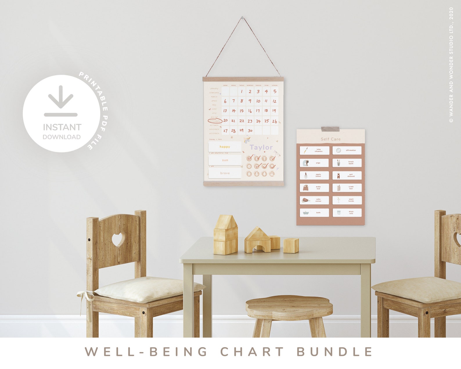 Well-being Chart for Kids Visual Calendar Unicorn - Etsy