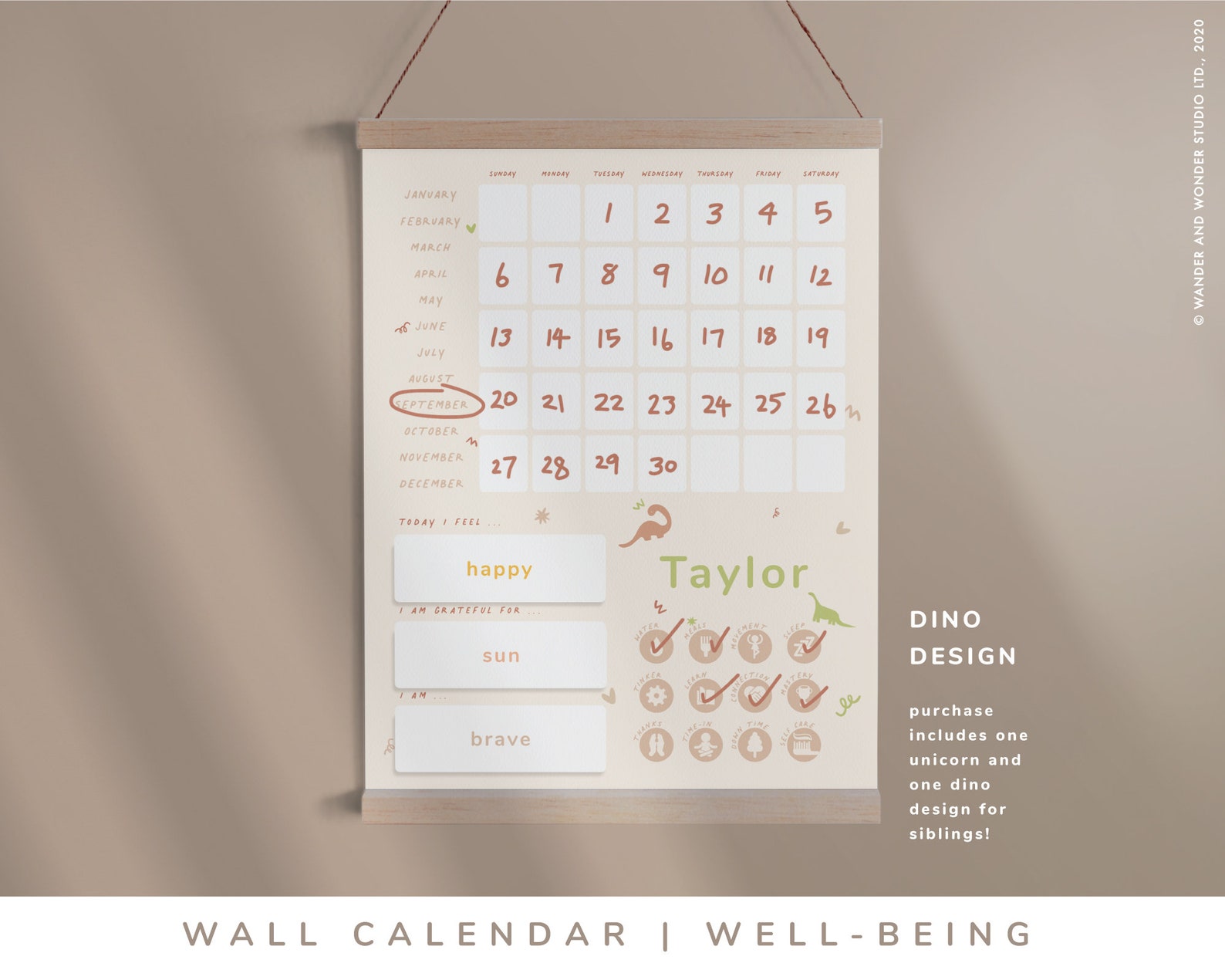 Well-being Chart for Kids Visual Calendar Unicorn - Etsy