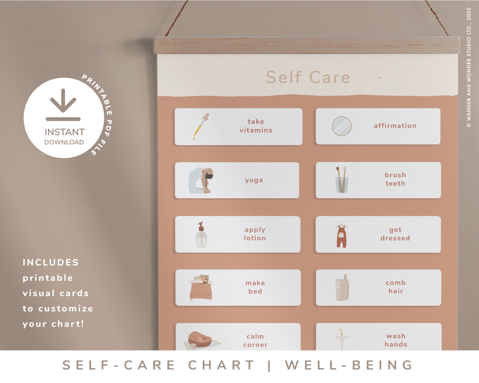 Well-being Chart for Kids Visual Calendar Unicorn - Etsy