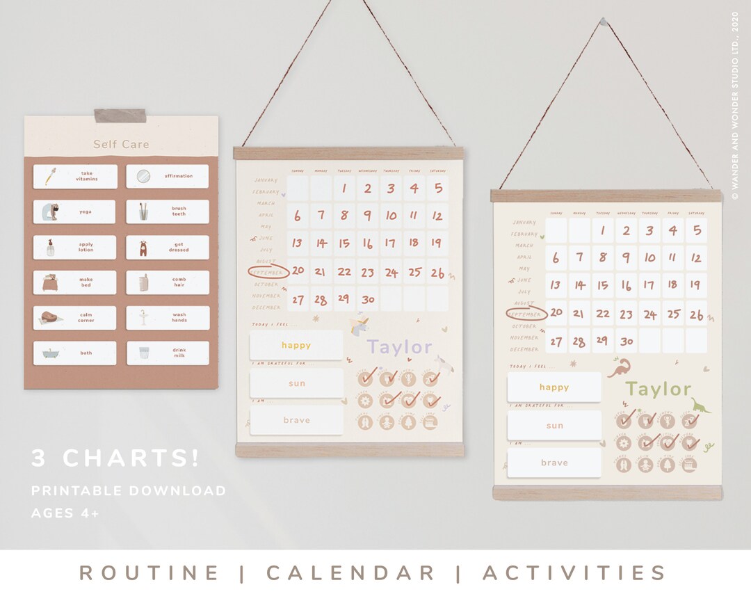 Well-being Chart for Kids Visual Calendar Unicorn - Etsy