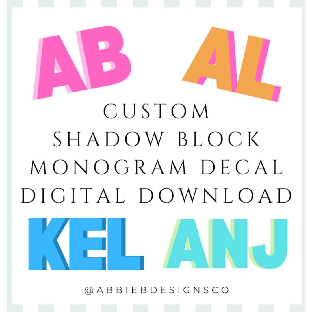 Custom Shadow Block Monogram: Initials Sticker (digital Download) - Etsy